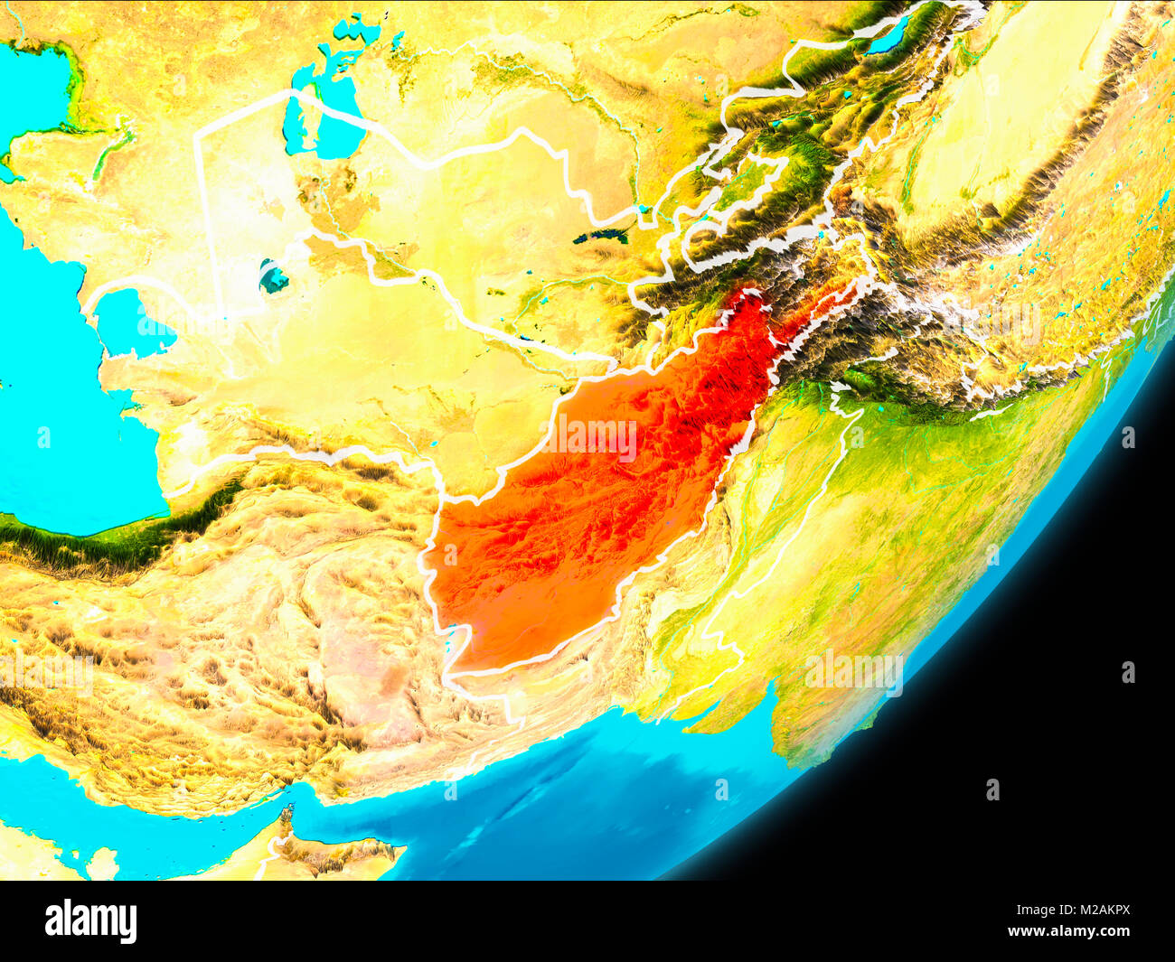 Afghanistan map red border hi-res stock photography and images - Alamy