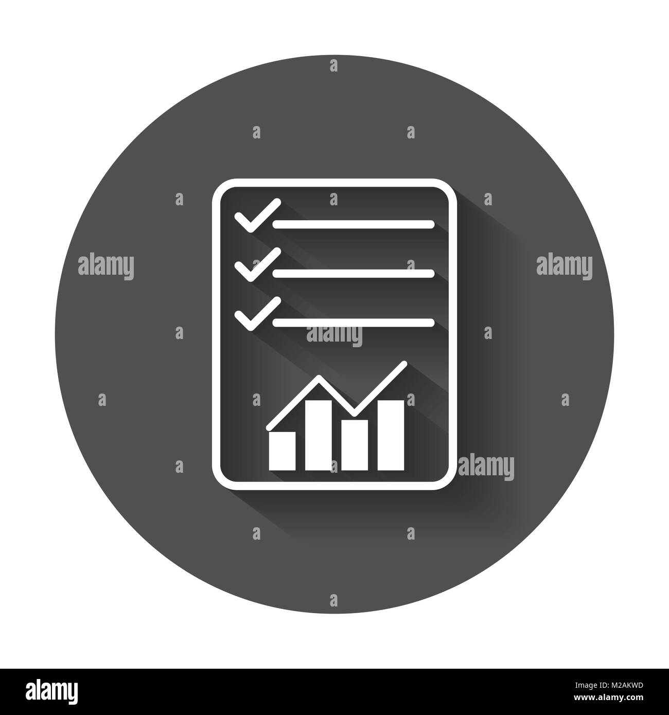 Document with chart symbol. Flat vector illustration with long shadow ...