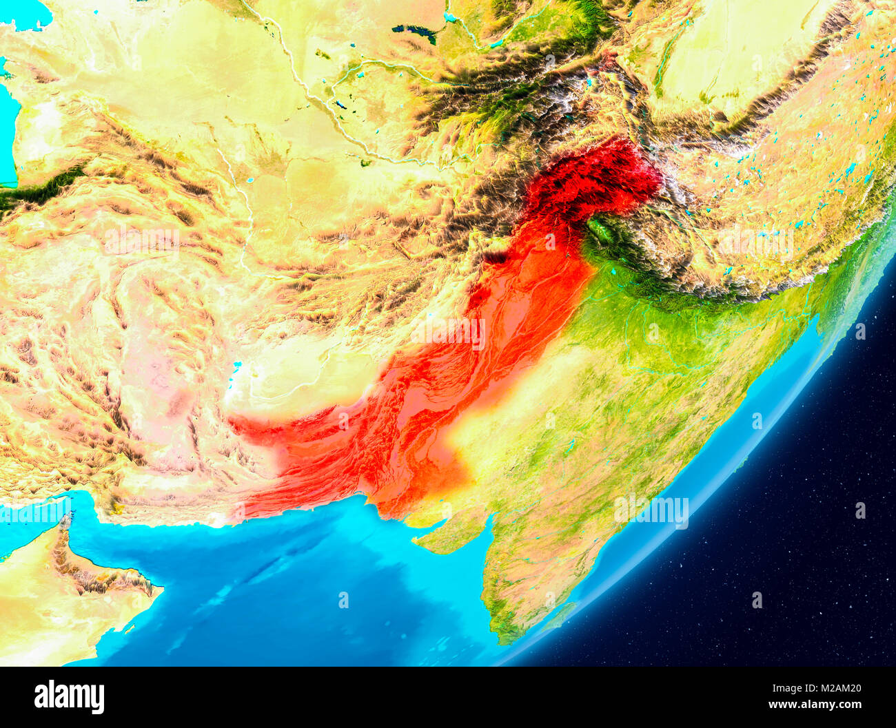 Map of Pakistan as seen from space on planet Earth. 3D illustration ...