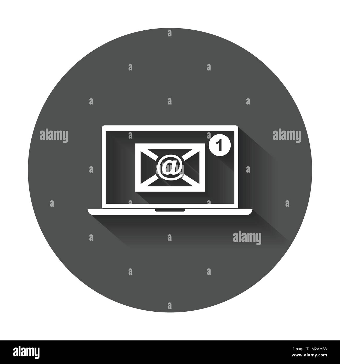 Email envelope message on laptop. Vector illustration in flat style ...