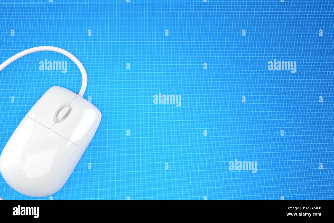 Computer mouse on blueprint background Stock Photo - Alamy