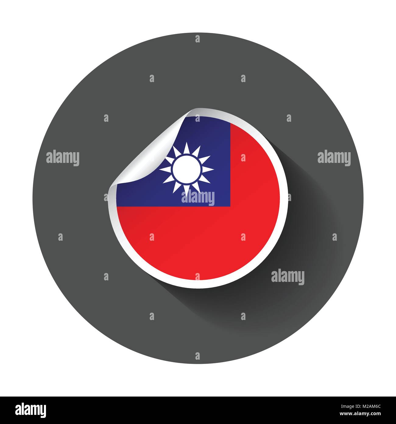 Taiwan sticker with flag. Vector illustration with long shadow Stock ...