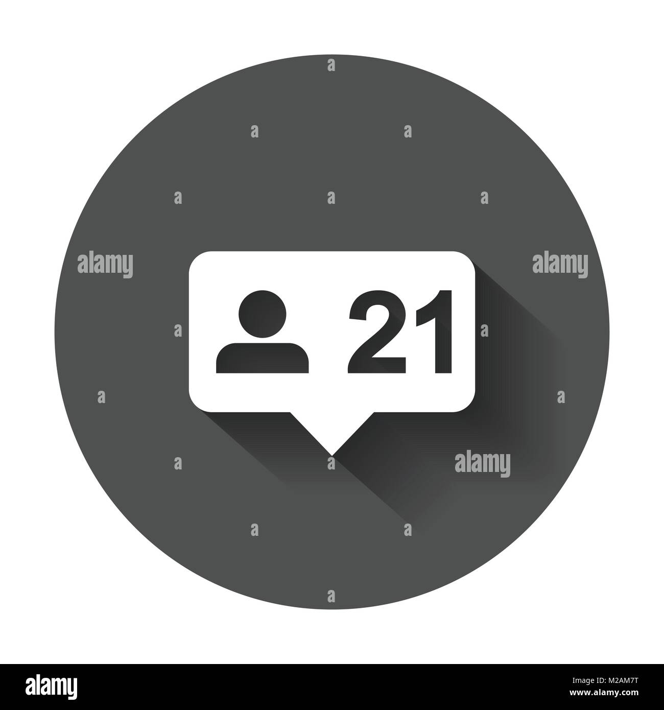 Like, comment, follower icon. Flat vector illustration with long shadow ...