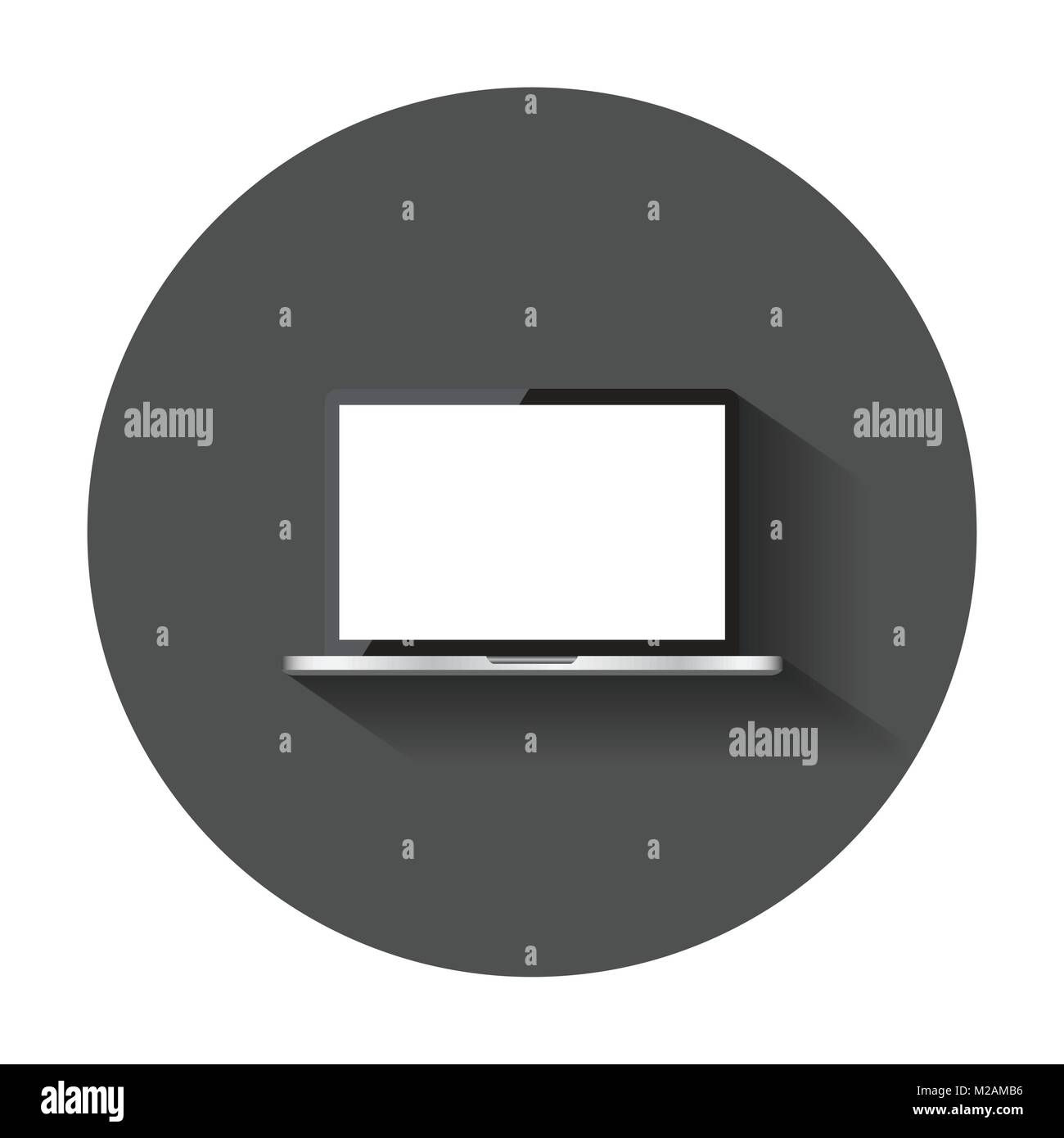 Laptop with white screen flat icon. Computer realistic vector ...
