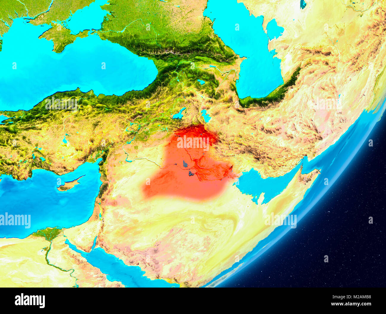 Map of Iraq as seen from space on planet Earth. 3D illustration ...