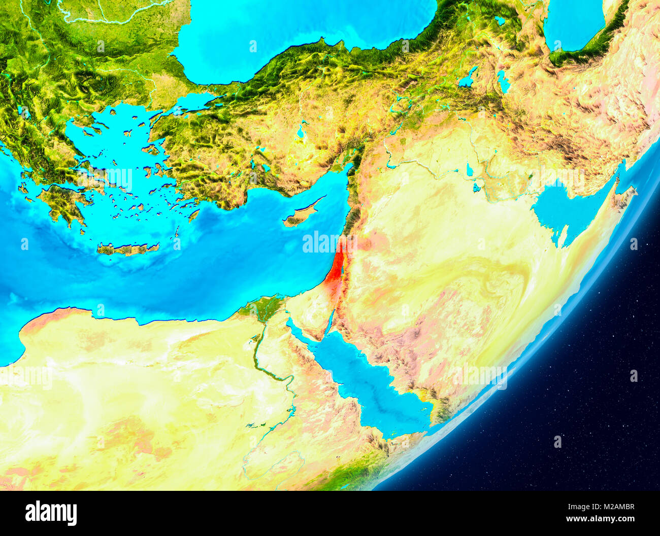 Map of Israel as seen from space on planet Earth. 3D illustration ...