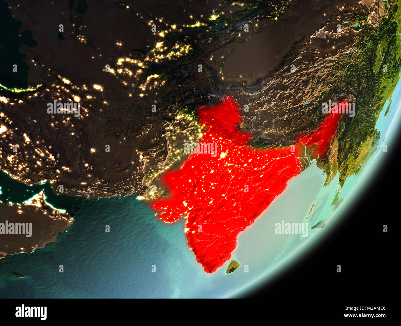 India highlighted on world map hi-res stock photography and images - Alamy