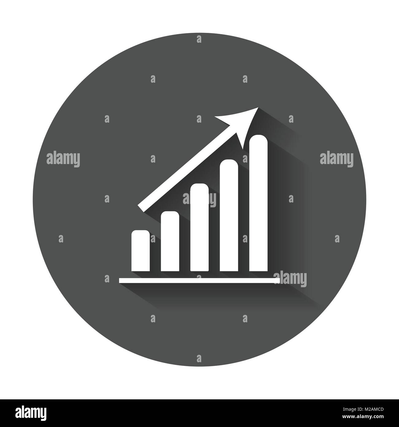 Business graph icon. Chart flat vector illustration with long shadow ...