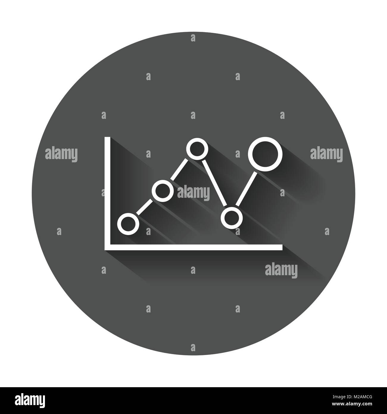 Business graph icon. Chart flat vector illustration with long shadow ...