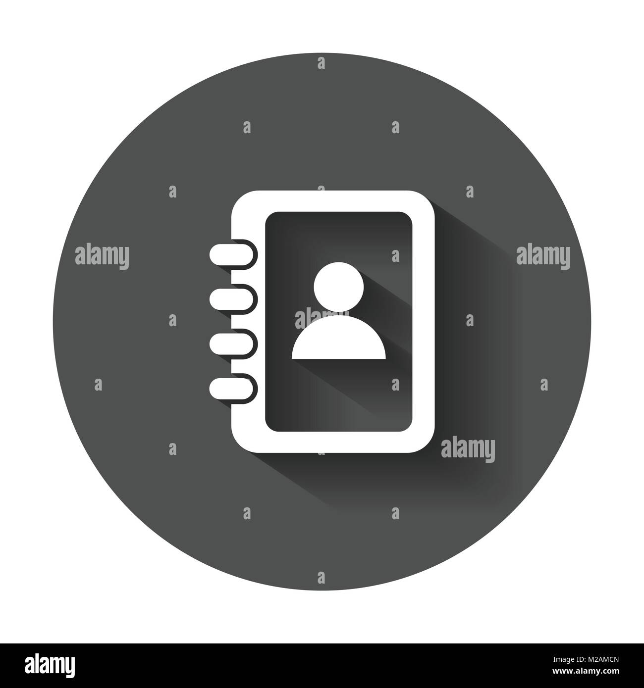 Address book icon. Contact note flat vector illustration with long ...