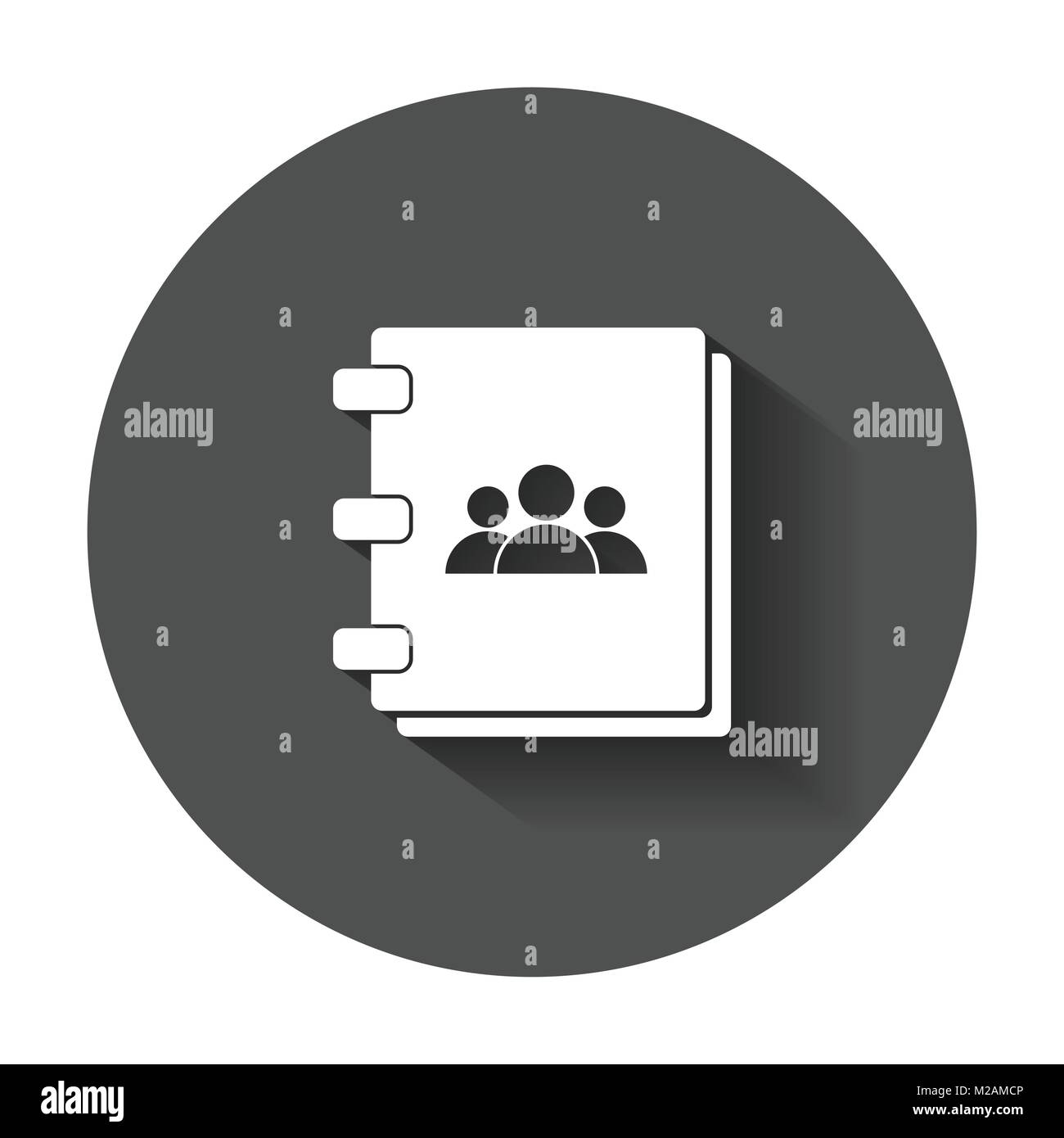 Address book icon. Contact note flat vector illustration with long ...