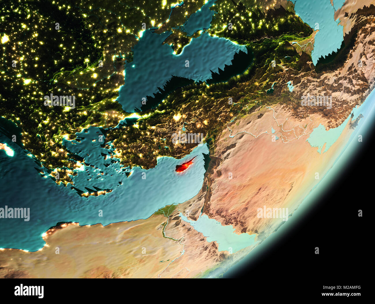 Highlighted satellite image of cyprus hi-res stock photography and ...