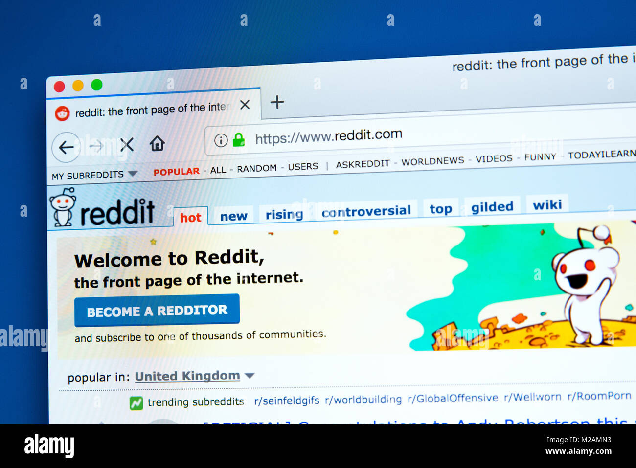 LONDON, UK - JANUARY 15TH 2018: The homepage of the official website ...