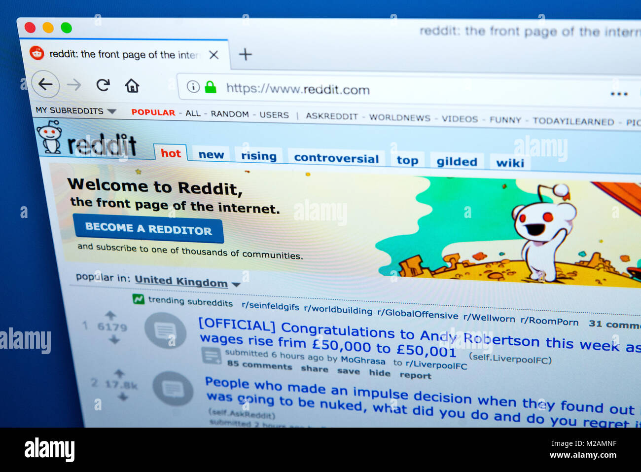 LONDON, UK - JANUARY 15TH 2018: The homepage of the official website ...