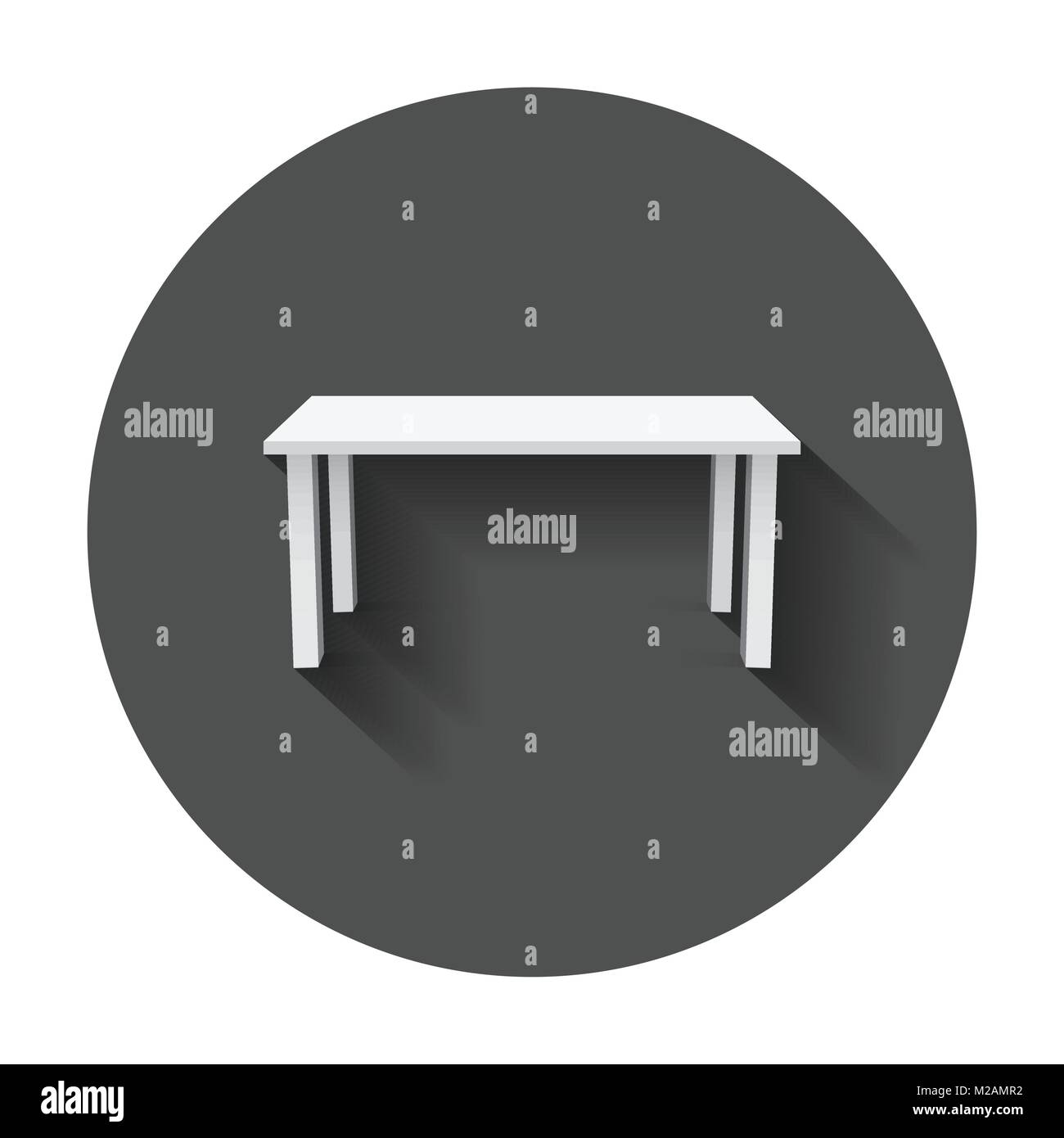 Vector table for object presentation. Empty white top table with long ...