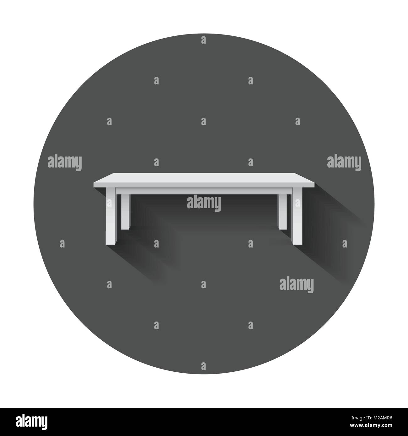 Vector table for object presentation. Empty white top table with long ...