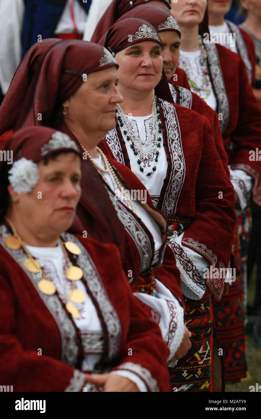 People in traditional folk costume of The National Folklore Fair in ...