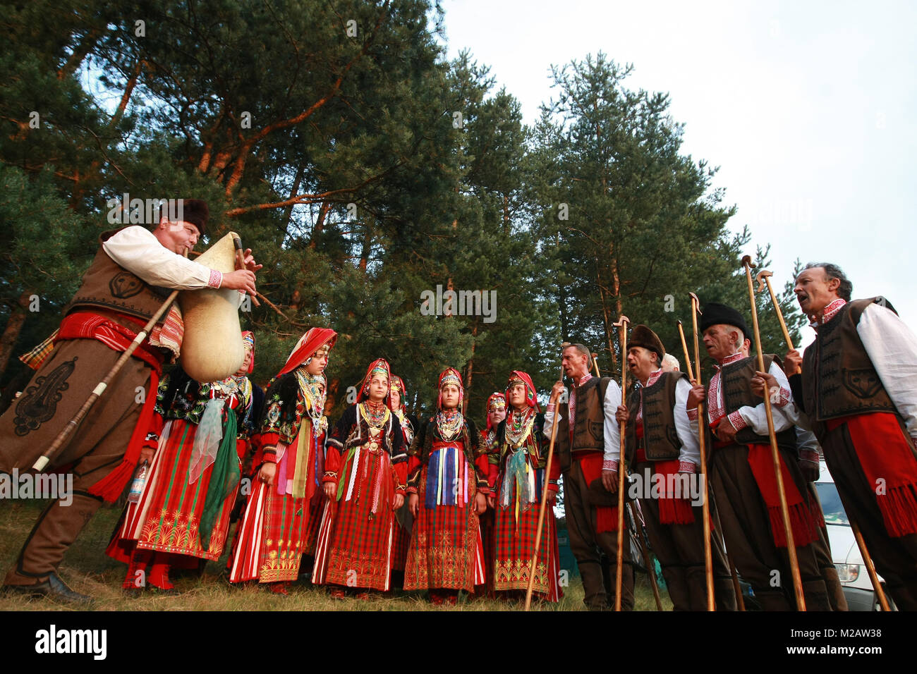 People in traditional folk costume of The National Folklore Fair in ...