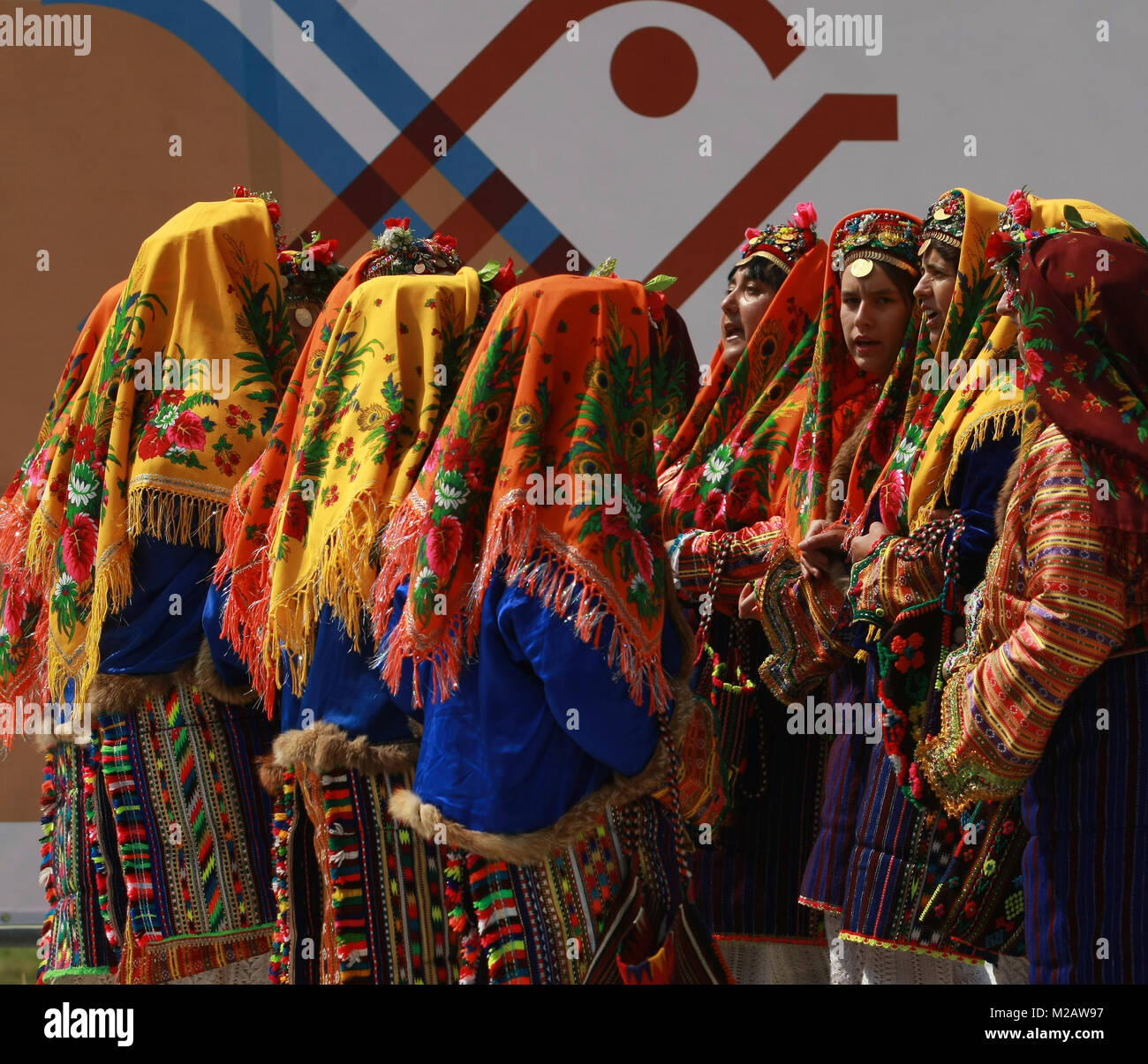 People in traditional folk costume of The National Folklore Fair in ...