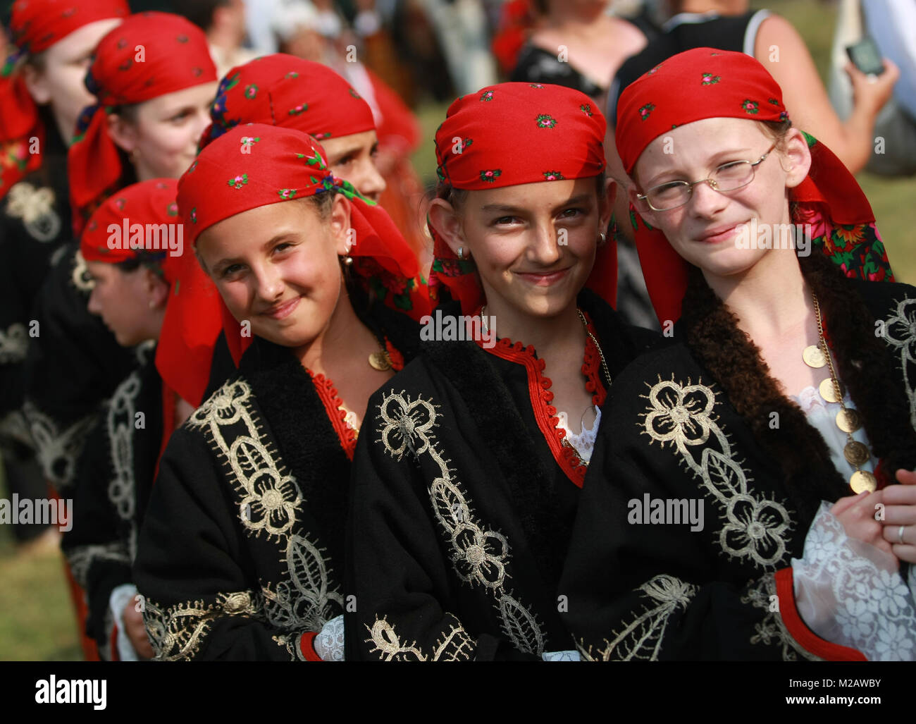 People in traditional folk costume of The National Folklore Fair in ...
