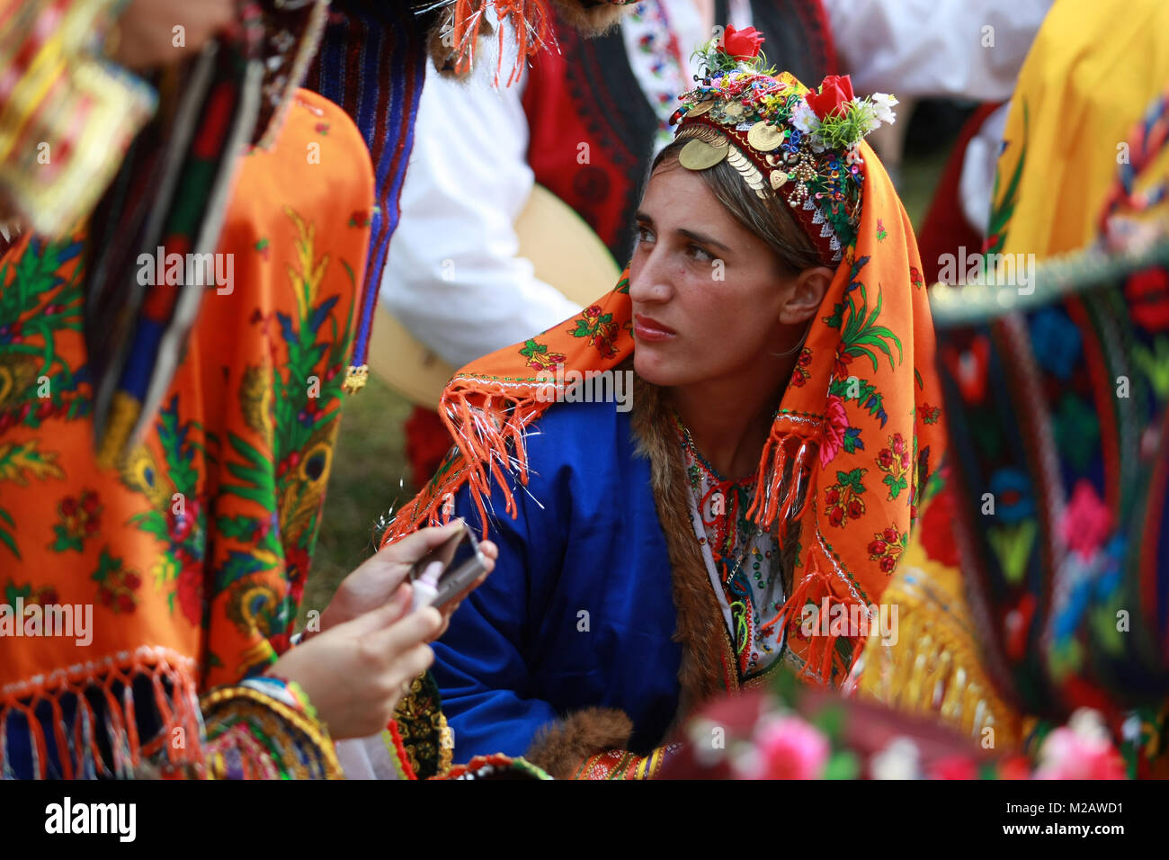 People in traditional folk costume of The National Folklore Fair in ...