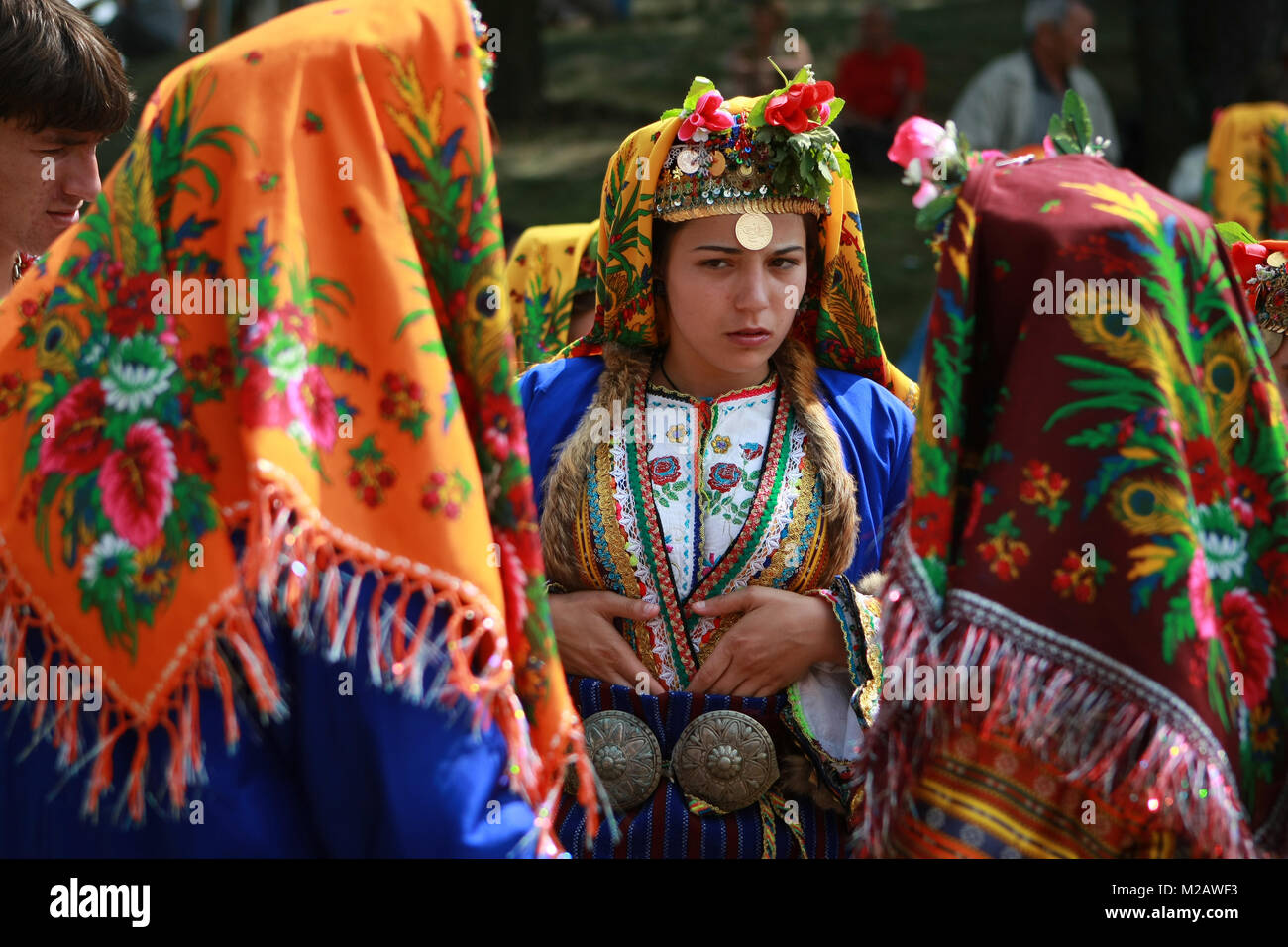People in traditional folk costume of The National Folklore Fair in ...
