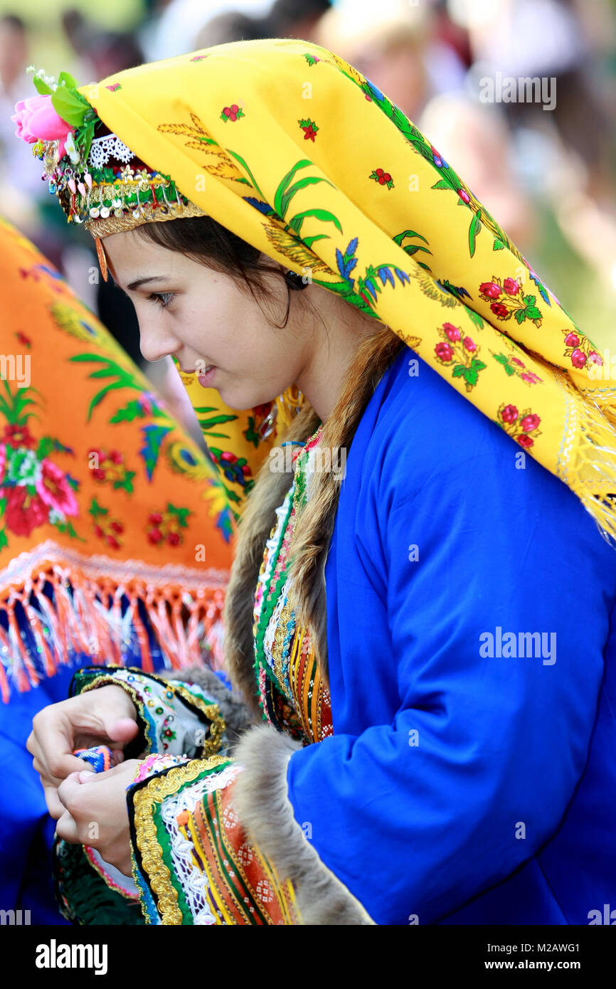 People in traditional folk costume of The National Folklore Fair in ...