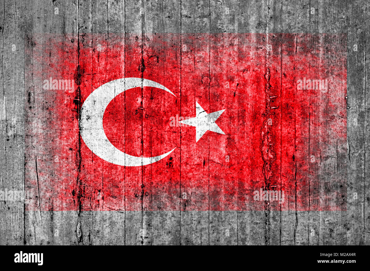 Turkey flag painted on background texture gray concrete Stock Photo - Alamy