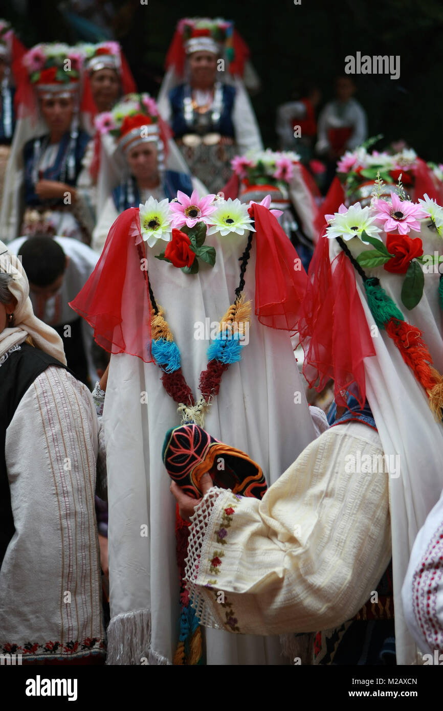 People in traditional folk costume of The National Folklore Fair in ...