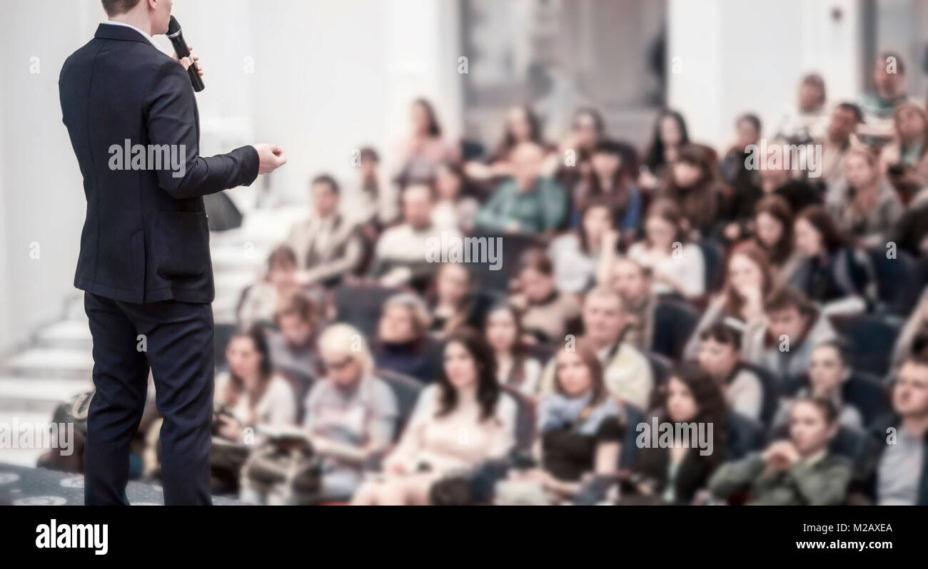 successful businessman holds business conference for the press Stock ...