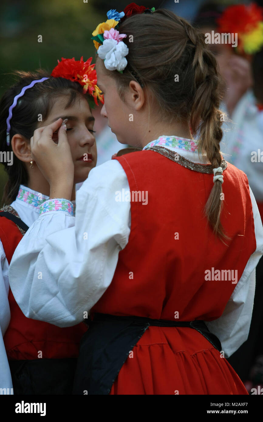 People in traditional folk costume of The National Folklore Fair in ...