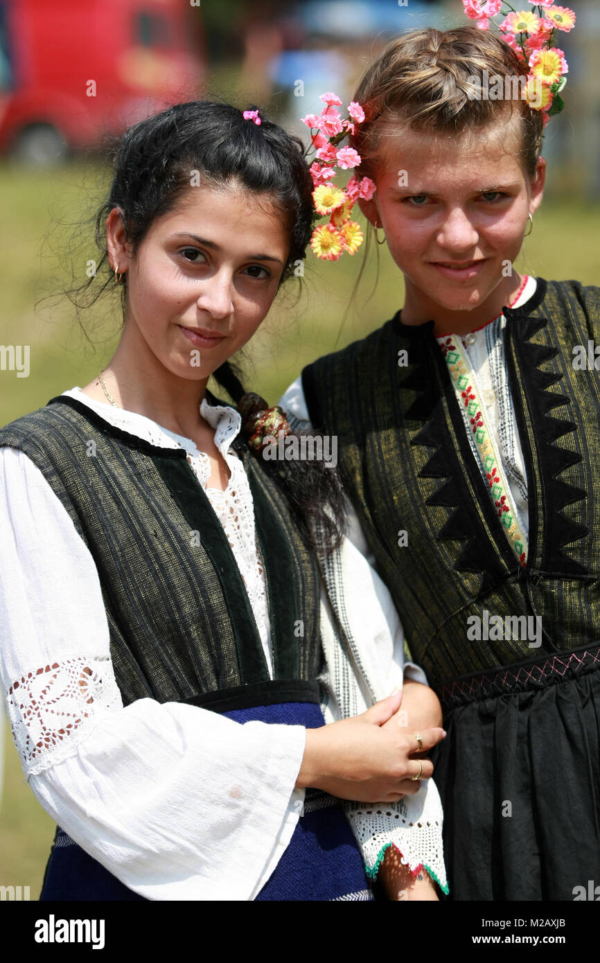 People in traditional folk costume of The National Folklore Fair in ...