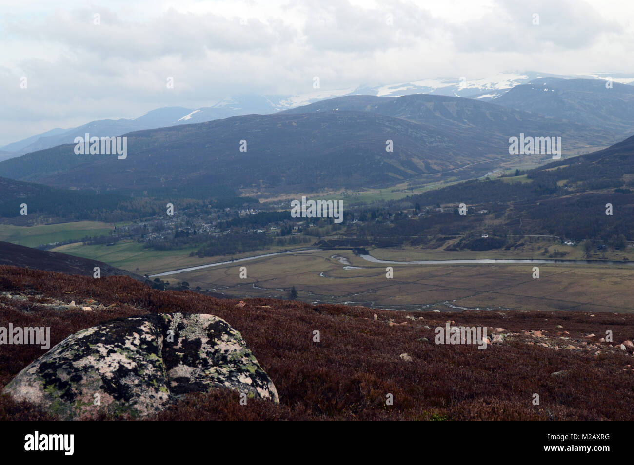 The Village of Braemar from Carn Dearg on the Southern Slopes of the ...