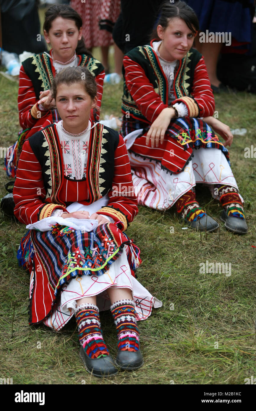 People in traditional folk costume of The National Folklore Fair in ...