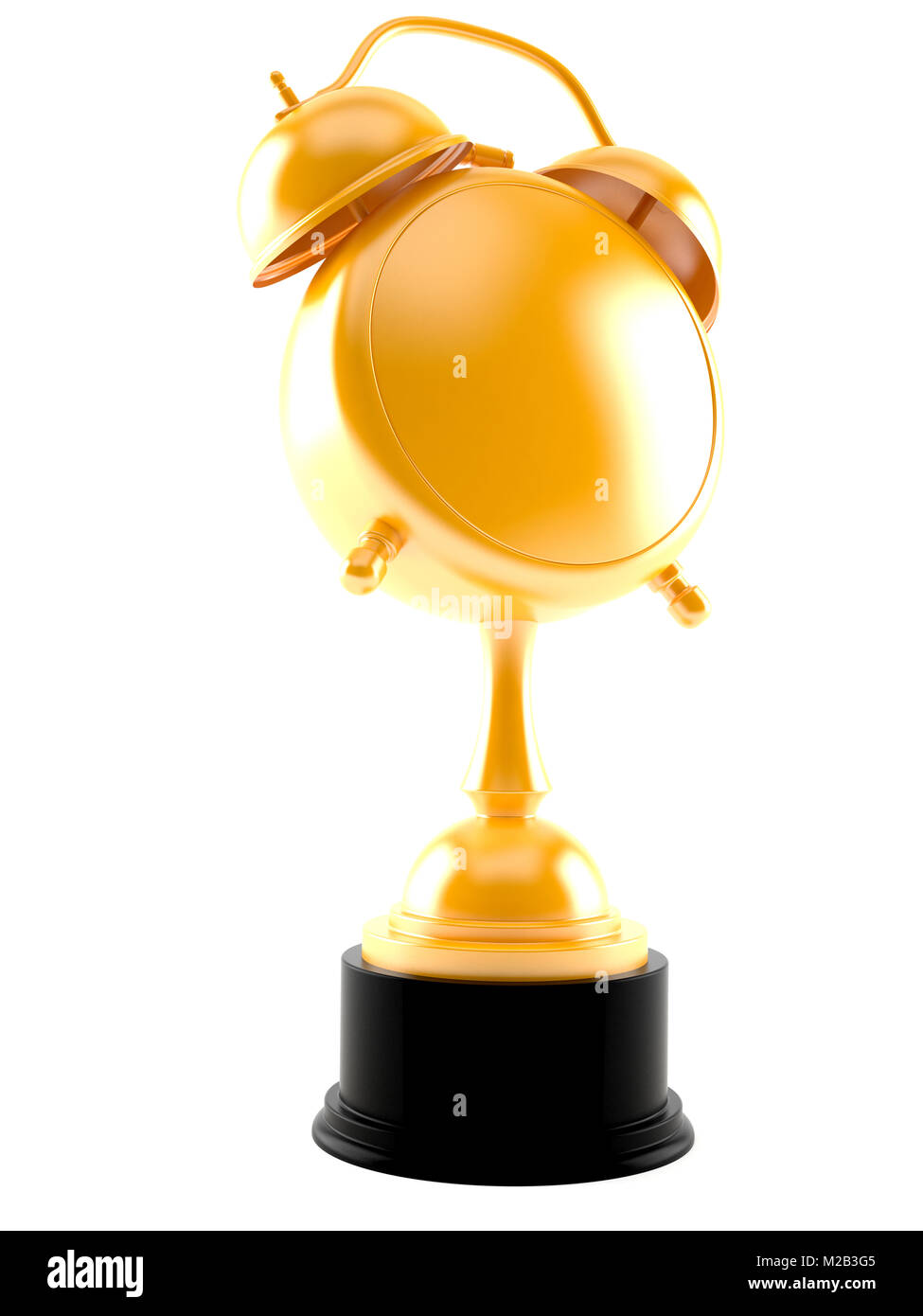 Alarm clock trophy isolated on white background Stock Photo - Alamy