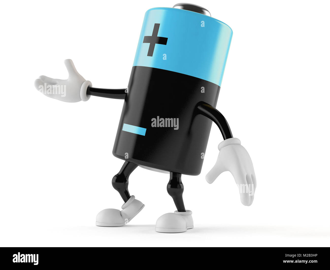 Battery character isolated on white background Stock Photo - Alamy