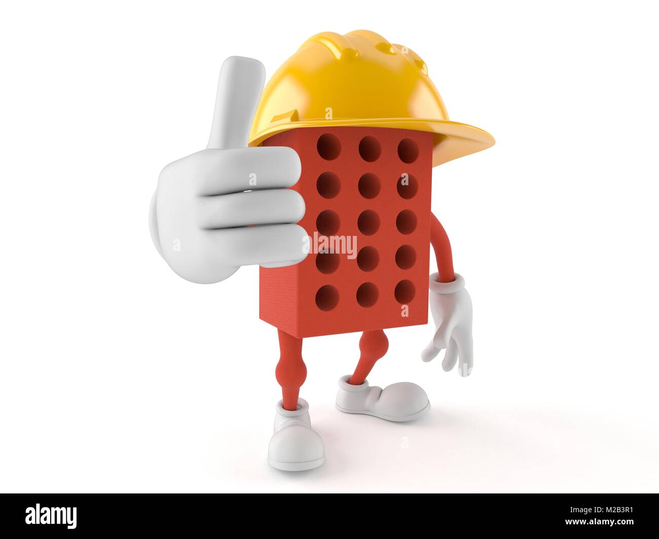 Brick character with thumbs up isolated on white background Stock Photo ...