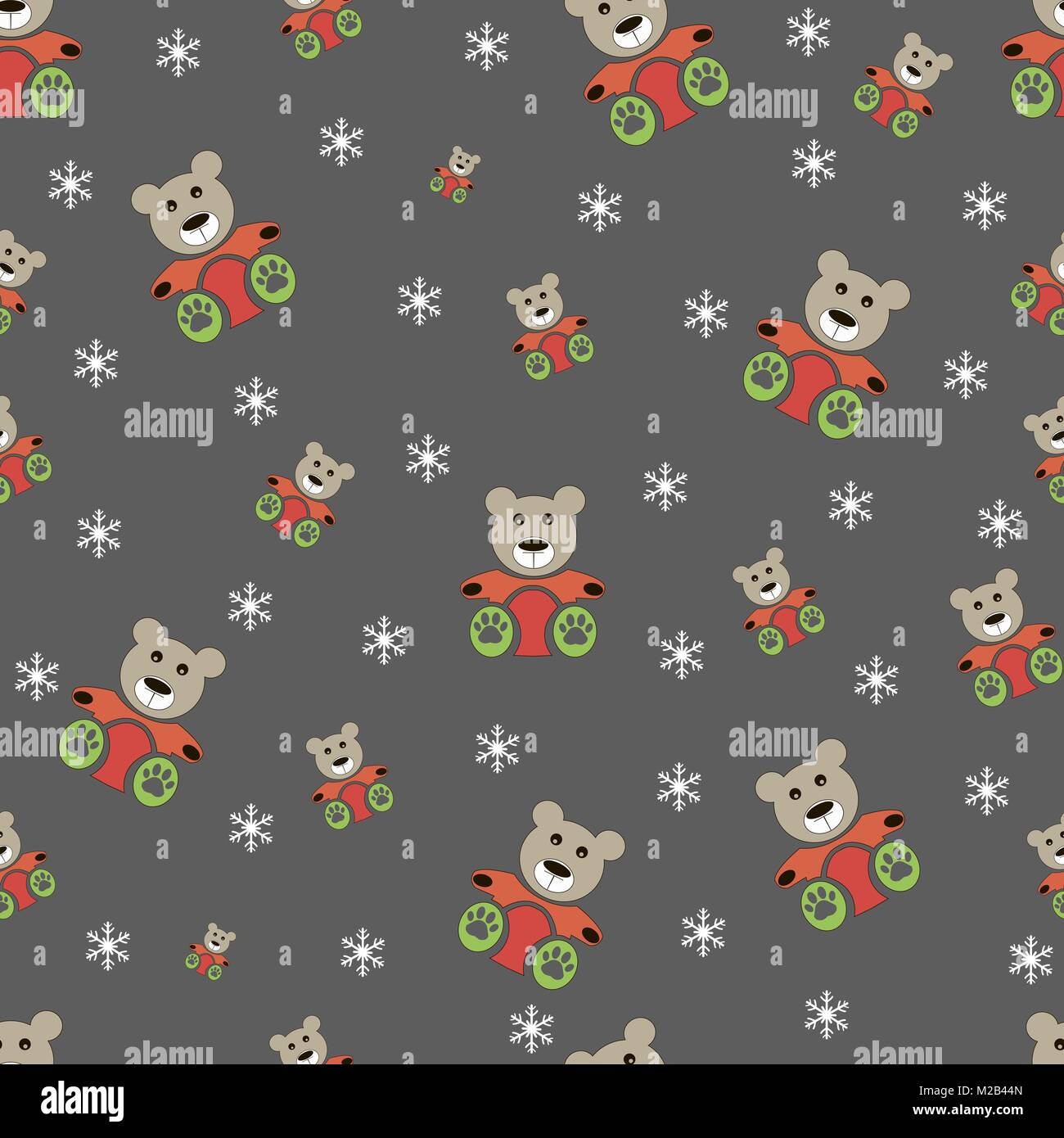 Teddy bear seamless and Winter Seamless Snowflake Pattern. bear doll ...