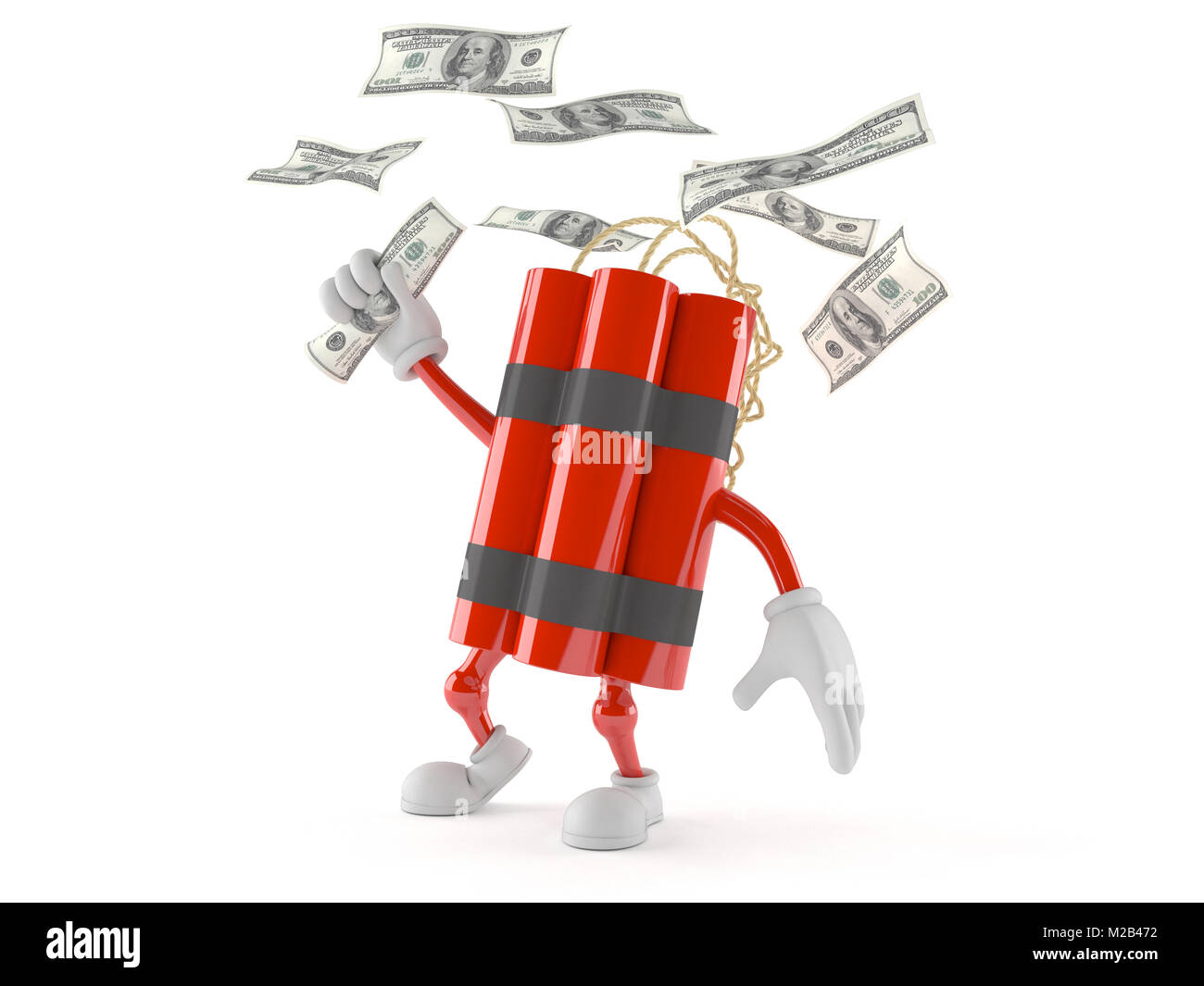 Dynamite character with money isolated on white background Stock Photo ...