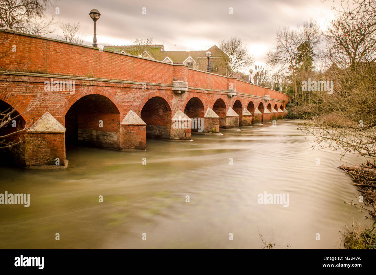 The town bridge over the River Mole in Leatherhead, Surrey, UK Stock ...