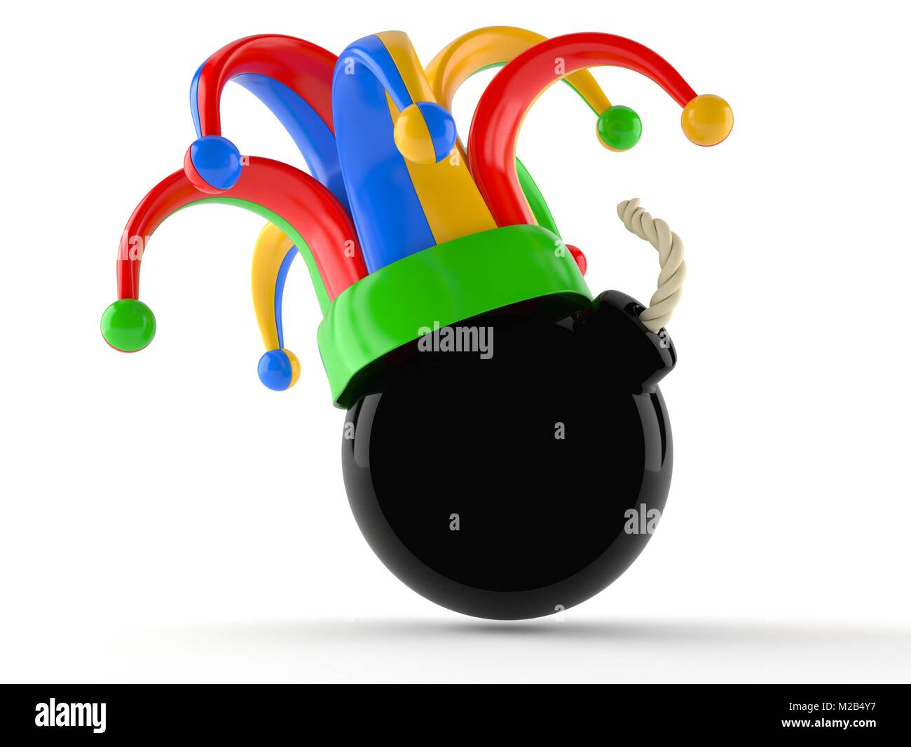 Bomb with jester hat isolated on white background Stock Photo - Alamy
