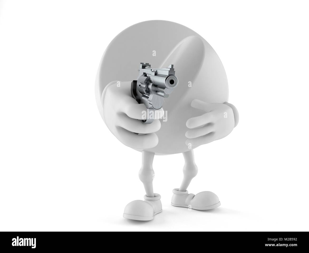 Tablet character aiming a gun isolated on white background Stock Photo ...