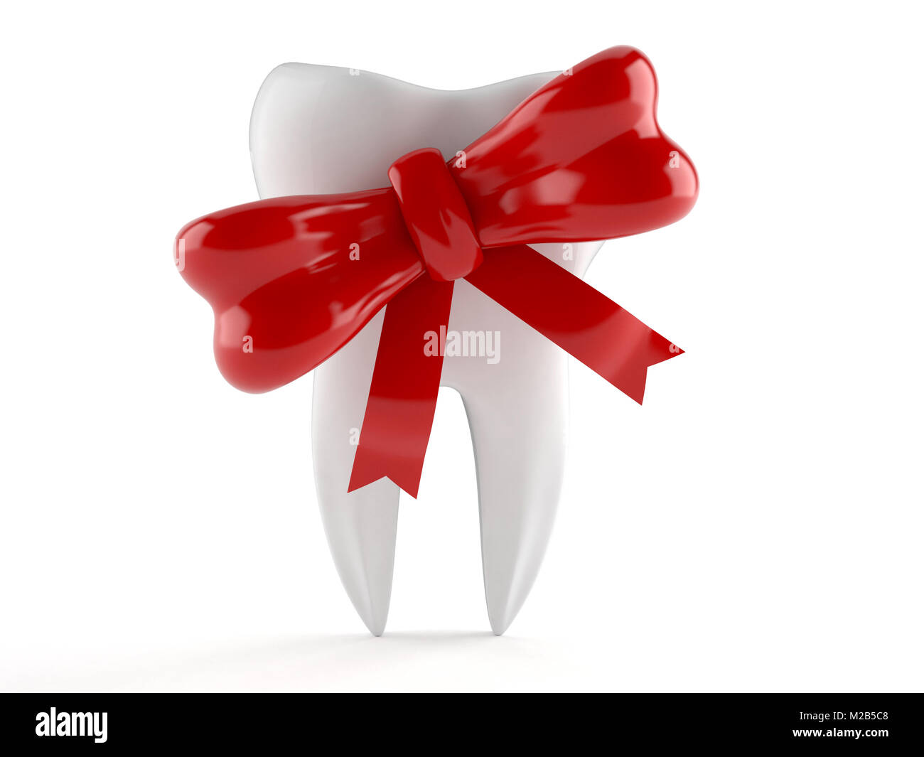 Tooth with ribbon isolated on white background Stock Photo - Alamy