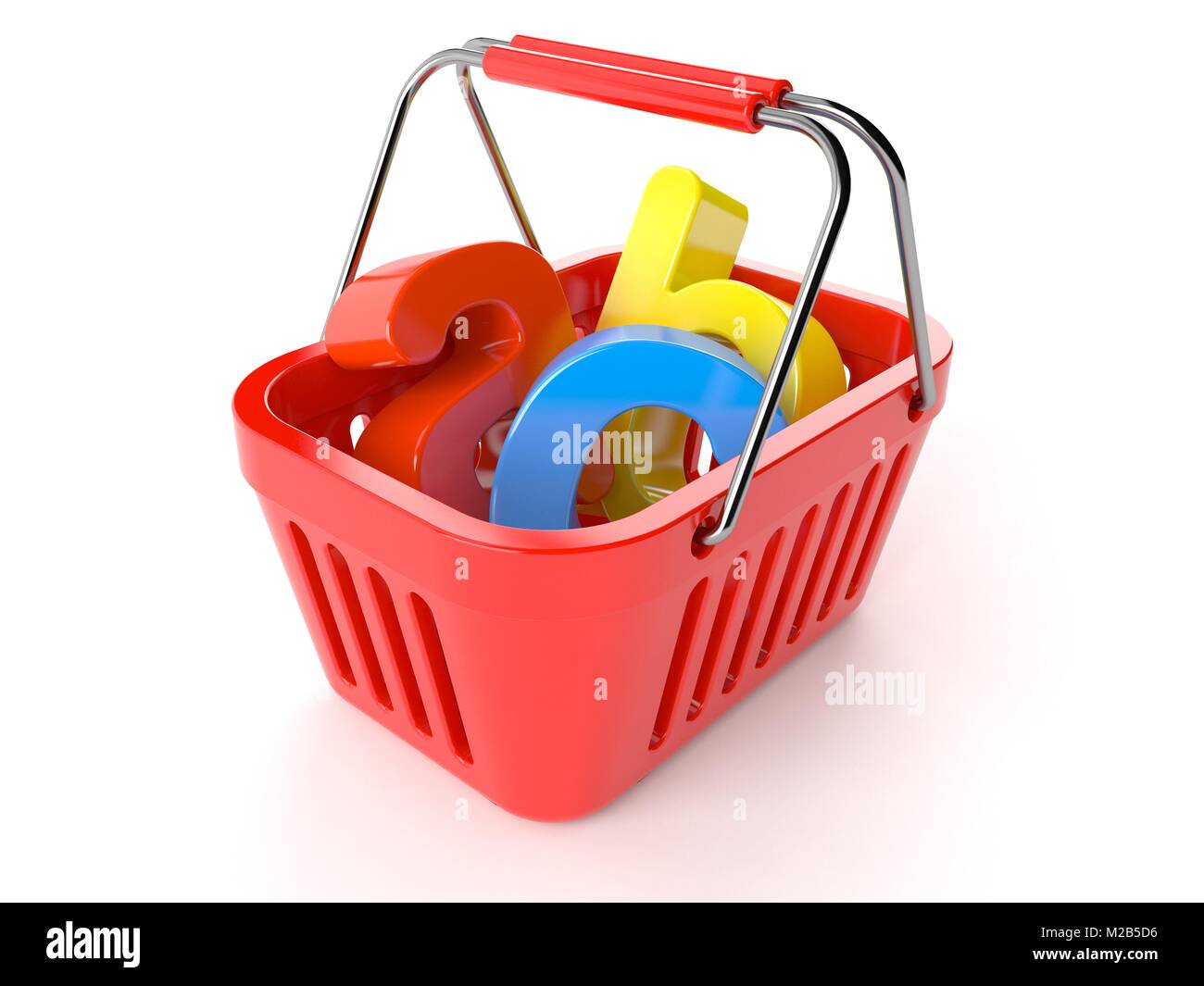 Shopping basket with abc text isolated on white background Stock Photo ...