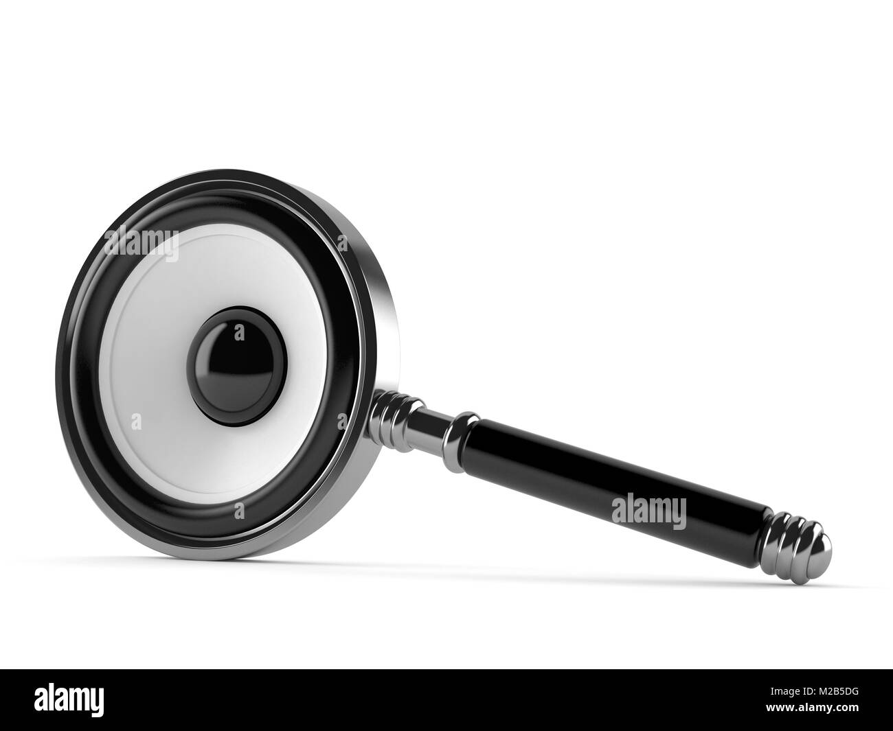 Speaker with magnifying glass isolated on white background Stock Photo ...