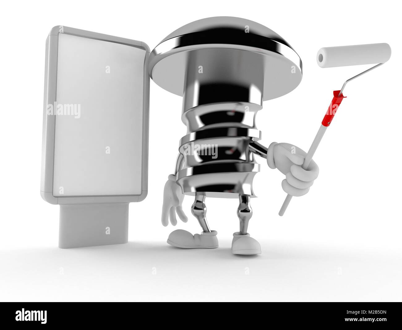 Bolt character with blank billboard isolated on white background Stock ...