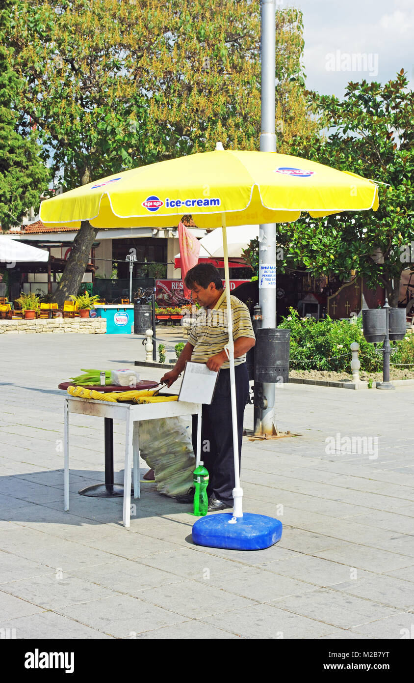 Sweet Corn Stall, Ohrid, Macedonia Stock Photo - Alamy