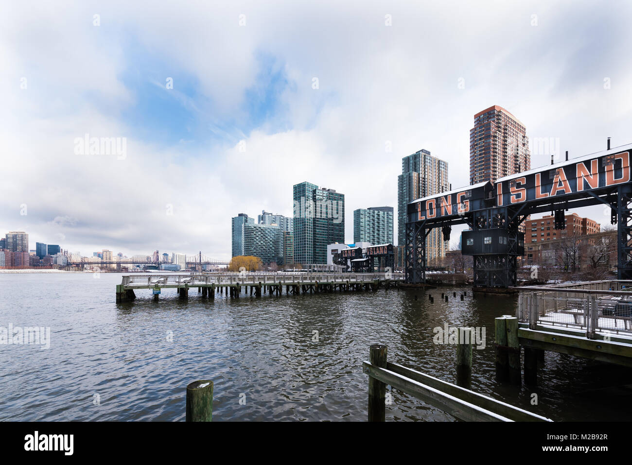 Landscape of Long Island City with some snow Stock Photo - Alamy