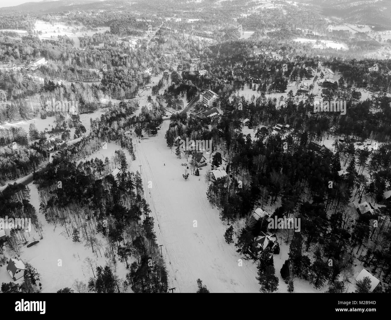 Aerial view at Divcibare, Serbia at winter time Stock Photo - Alamy