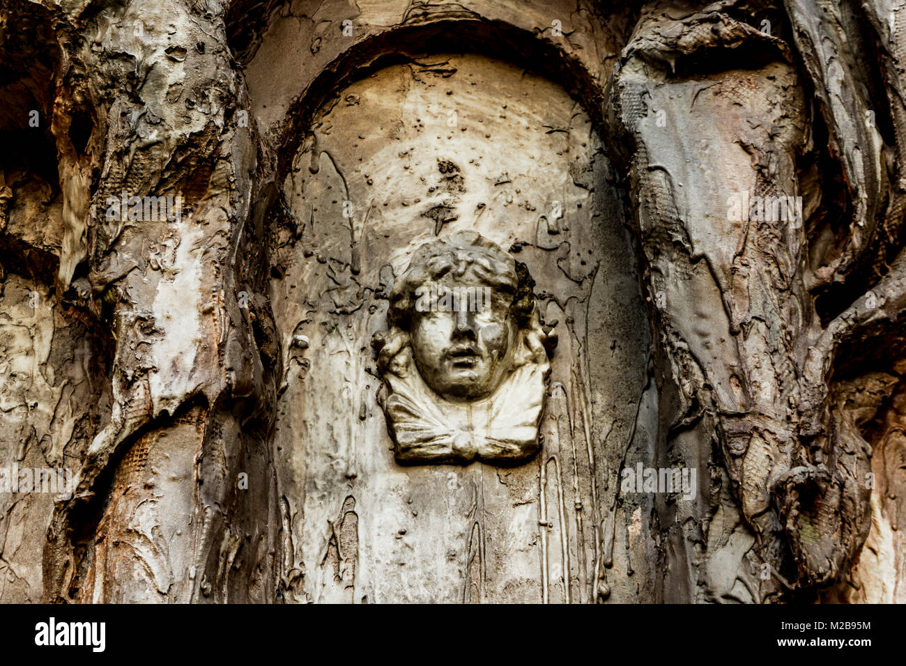 Wooden figure on facade of old building in Novi Sad, Serbia Stock Photo ...
